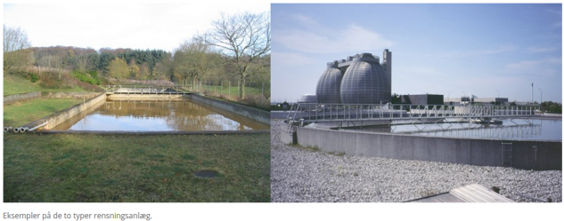Eksempler på de to typer rensningsanlæg.